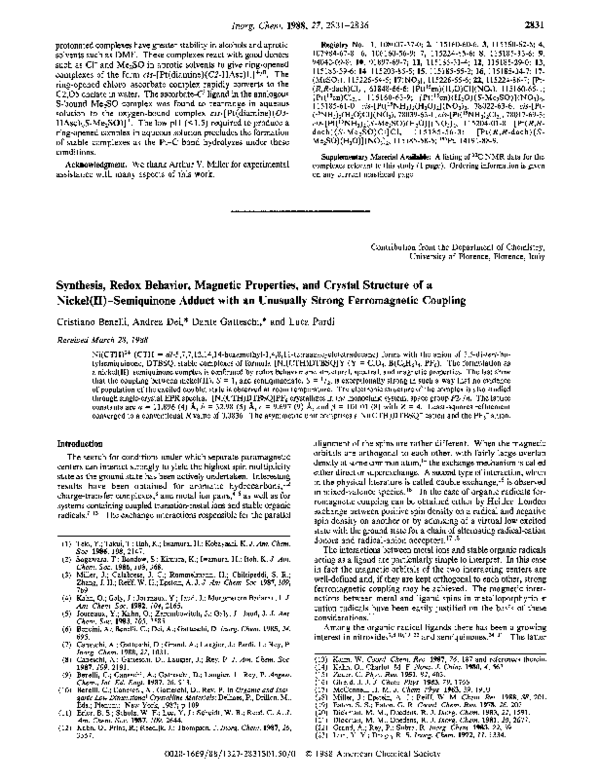 (PDF) Synthesis, redox behavior, magnetic properties, and crystal structure of a nickel(II ...