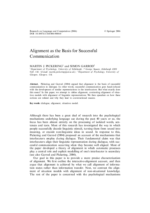 (PDF) Alignment as the Basis for Successful Communication
