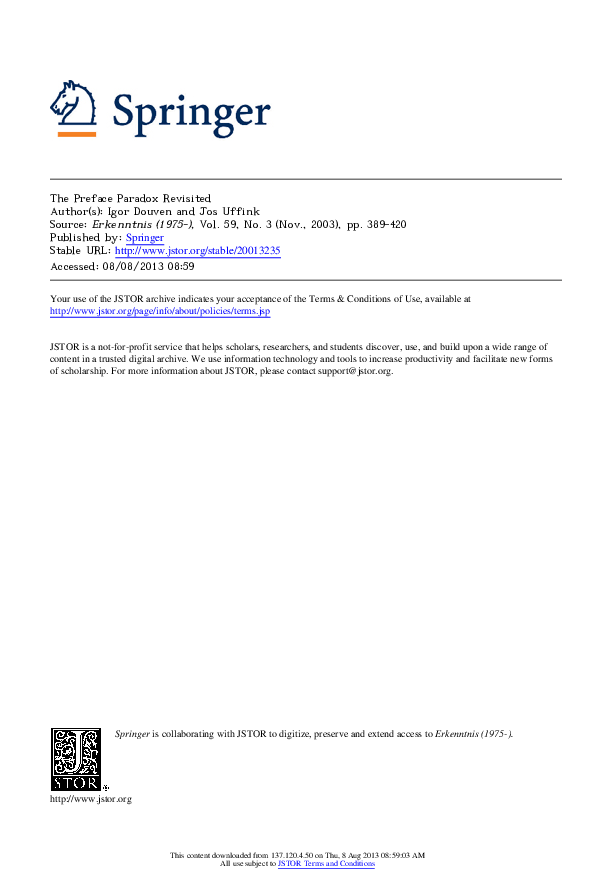 (PDF) The preface paradox revisited