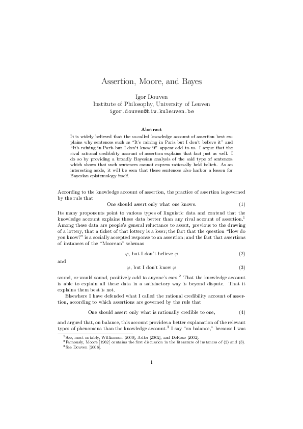 (PDF) Assertion, Moore, and Bayes