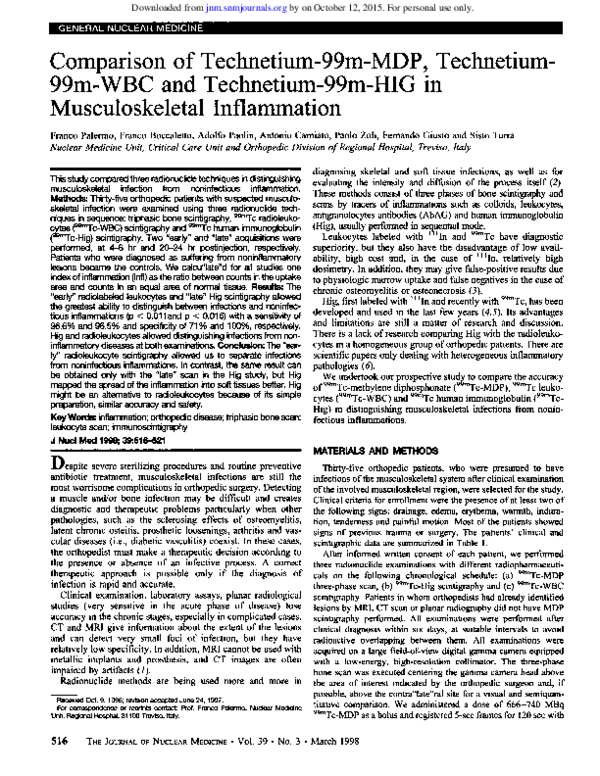 (PDF) Comparison of technetium-99m-MDP, technetium-99m-WBC, technetium ...