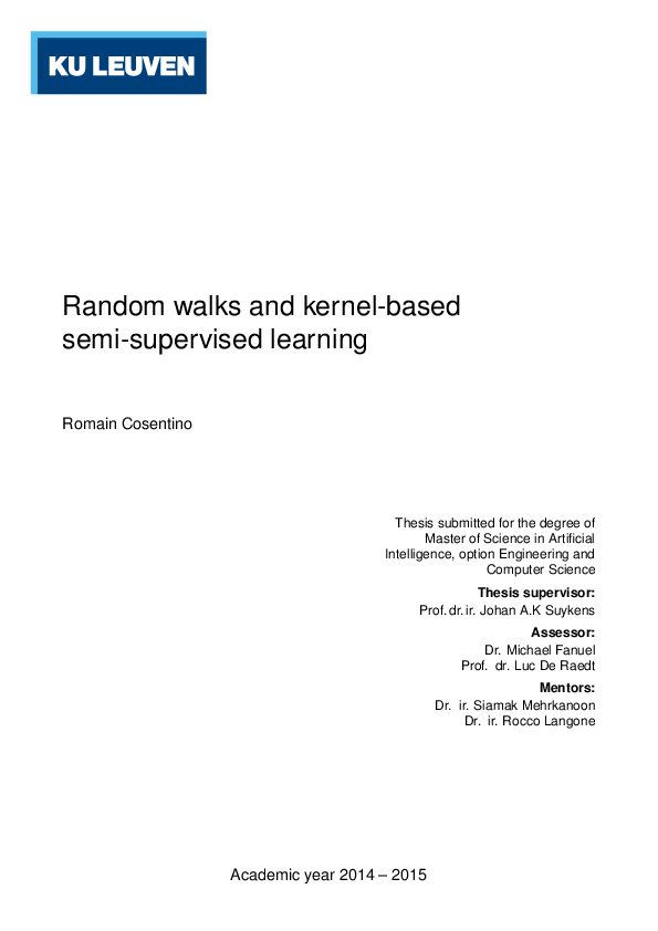 (PDF) Random walks and kernel-based semi-supervised learning