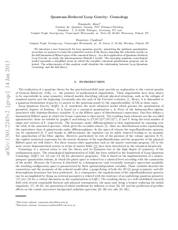 (PDF) Quantum-reduced loop gravity: Cosmology