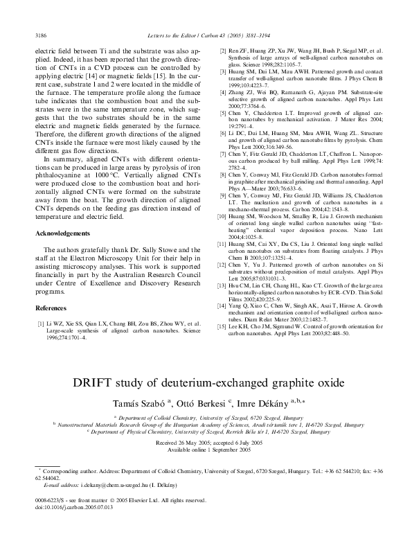 (PDF) DRIFT study of deuterium-exchanged graphite oxide