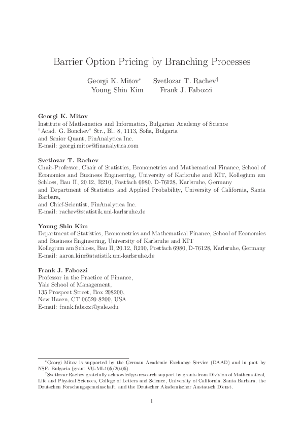 (PDF) BARRIER OPTION PRICING BY BRANCHING PROCESSES