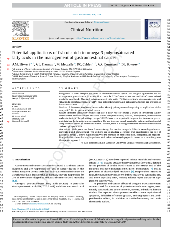 (PDF) Potential applications of fish oils rich in omega-3 ...