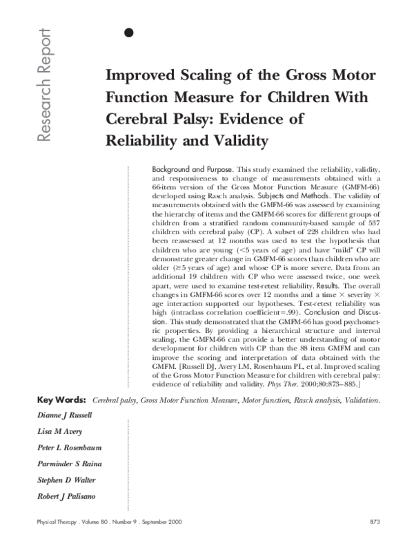 (PDF) Improved scaling of the Gross Motor Function Measure for children ...