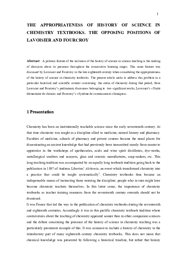 (PDF) The Appropriateness of History of Science in Chemistry Textbooks ...