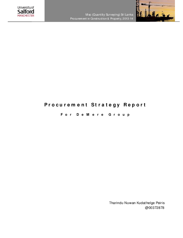 Procurement Strategy Report