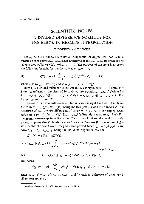 (PDF) A divided difference formula for the error in Hermite interpolation
