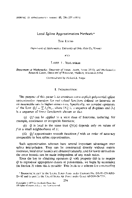 (PDF) Local spline approximation methods (PDF) Local spline approximation methods