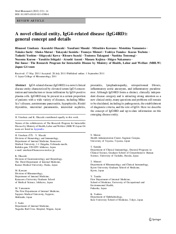 (PDF) A novel clinical entity, IgG4-related disease (IgG4RD): general ...