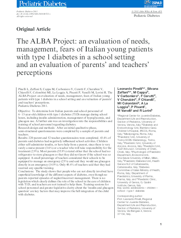 (PDF) The ALBA Project: an evaluation of needs, management, fears of ...