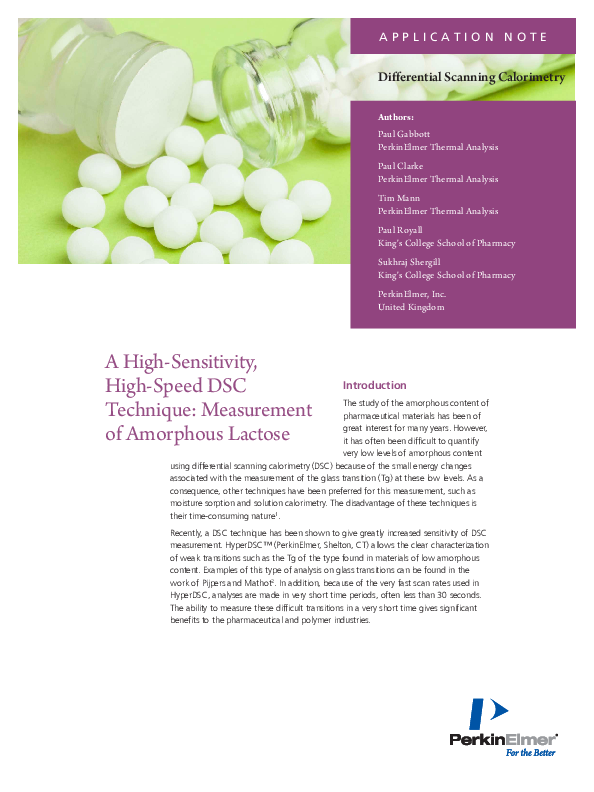 (PDF) A high-sensitivity, high-speed DSC technique: measurement of ...