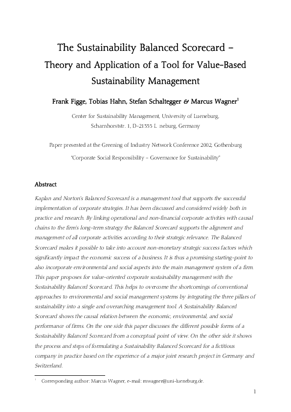 (PDF) The Sustainability Balanced Scorecard–Theory and Application of a ...