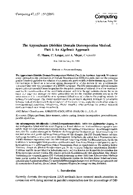 (PDF) The approximate Dirichlet domain decomposition method