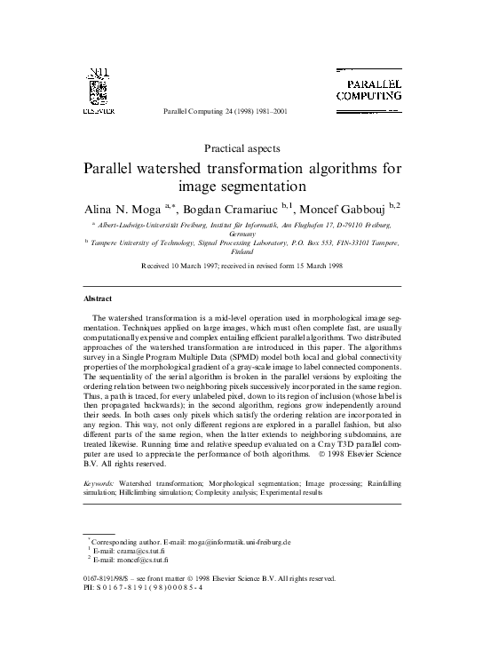 (PDF) A Parallel Watershed-Transformation Algorithm for the GPU