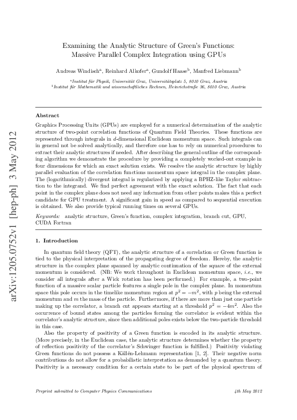 (PDF) Examining the analytic structure of Green’s functions: Massive parallel complex ...