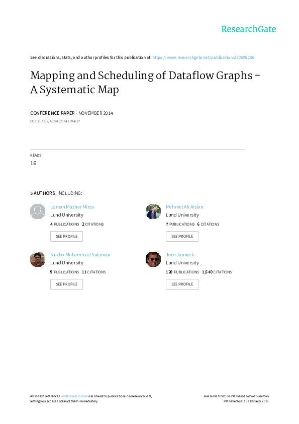(PDF) Mapping and Scheduling of Dataflow Graphs - A Systematic Map