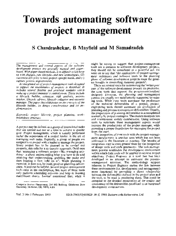 (PDF) Towards automating software project management