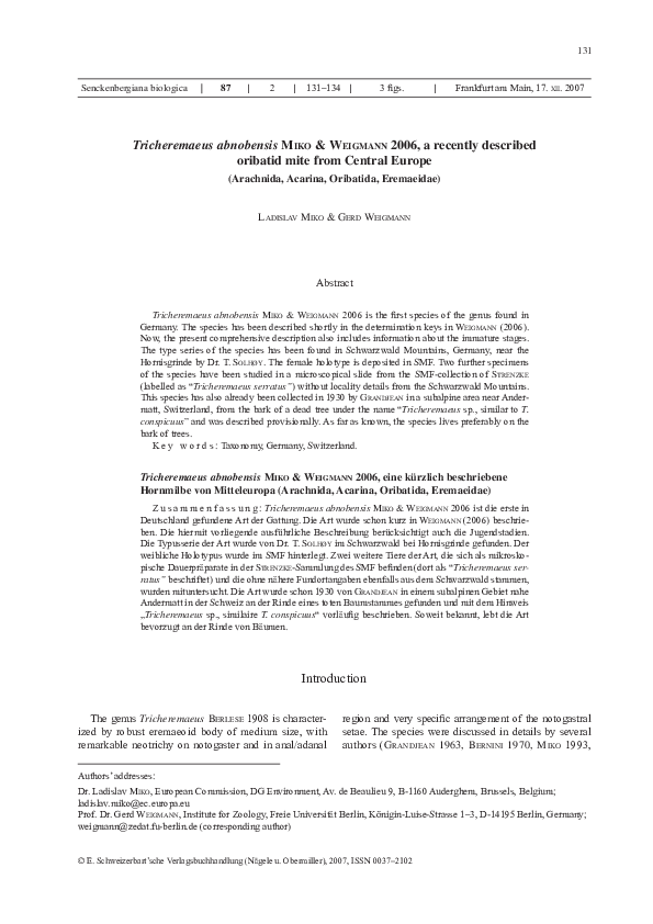 (PDF) Tricheremaeus abnobensis Miko et Weigmann 2006, a recently ...