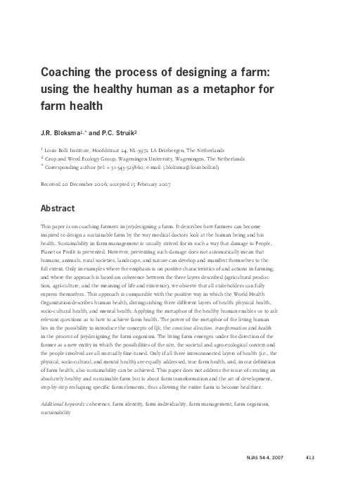 (PDF) Coaching the process of designing a farm: using the healthy human ...