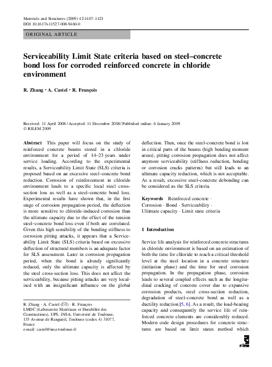 (PDF) Serviceability Limit State criteria based on steel–concrete bond ...