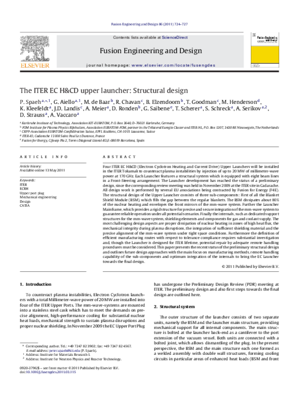 (PDF) The ITER EC H&CD upper launcher: Structural design