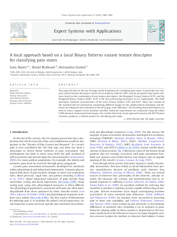 (PDF) A local approach based on a Local Binary Patterns variant texture descriptor for ...