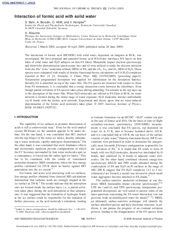 (PDF) Interaction of formic acid with solid water