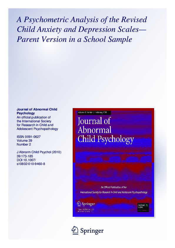 (PDF) A Psychometric Analysis of the Revised Child Anxiety and ...