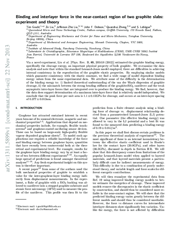 (PDF) Binding and interlayer force in the near-contact region of two ...