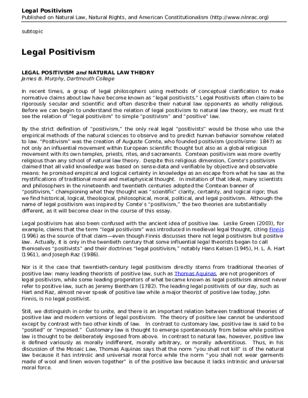 (PDF) Legal Positivism Legal Positivism LEGAL POSITIVISM and NATURAL ...