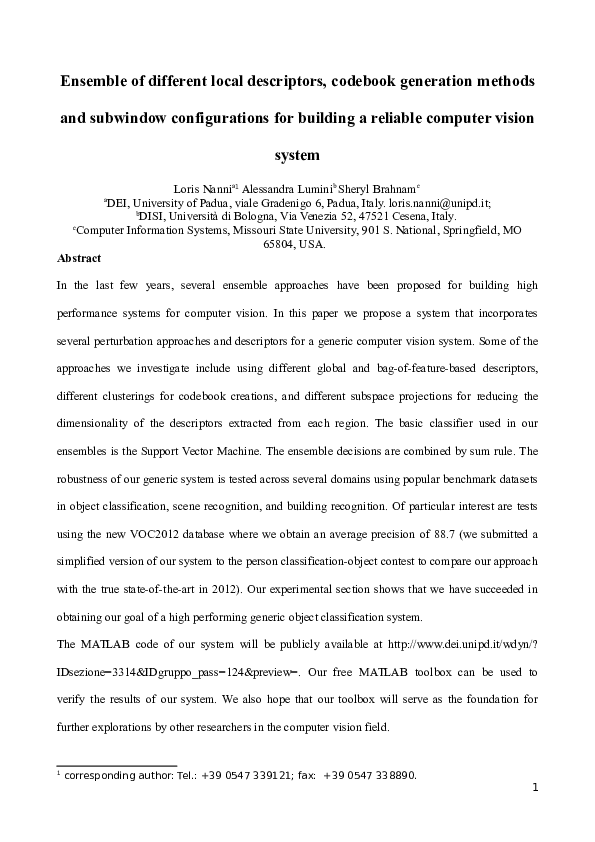 (DOC) Ensemble of different local descriptors, codebook generation ...