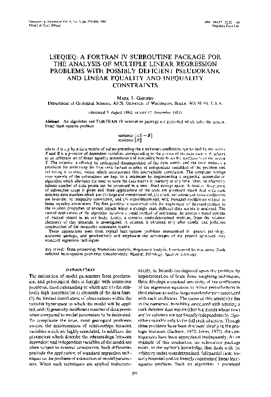 (PDF) LSEQIEQ: a FORTRAN IV subroutine package for the analysis of multiple linear regression ...
