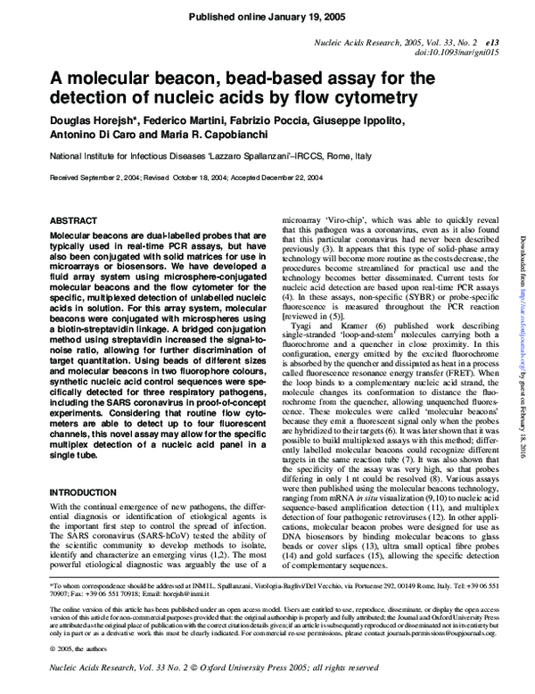 (PDF) A molecular beacon, bead-based assay for the detection of nucleic ...
