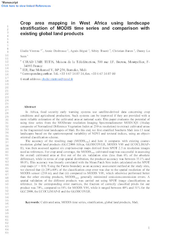 (PDF) Crop area mapping in West Africa using landscape stratification ...