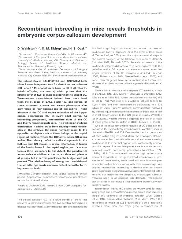 (PDF) Recombinant inbreeding in mice reveals thresholds in embryonic ...