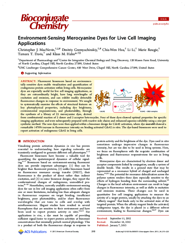 (PDF) Environment-Sensing Merocyanine Dyes for Live Cell Imaging ...