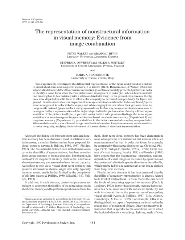 (PDF) The representation of nonstructural information in visual memory ...