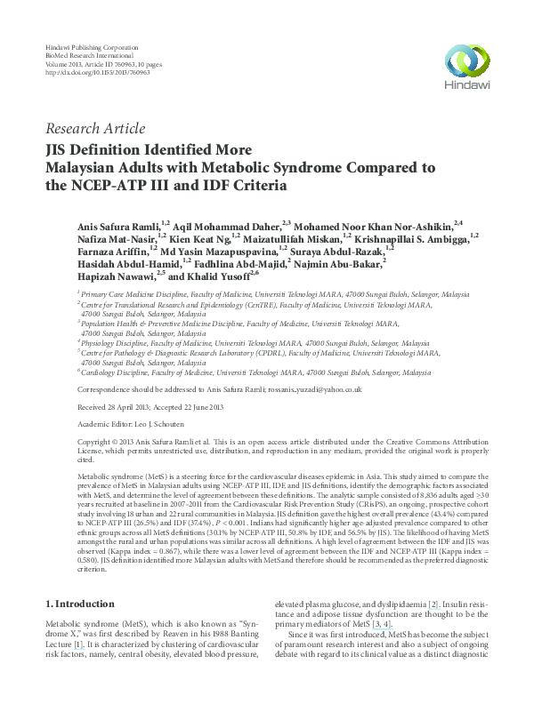 (PDF) JIS Definition Identified More Malaysian Adults with Metabolic ...