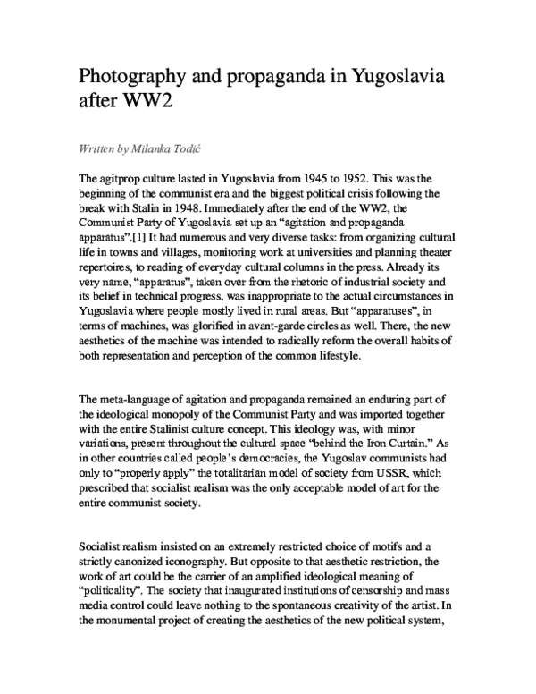 (PDF) Photography and propaganda in Yugoslavia after WW2