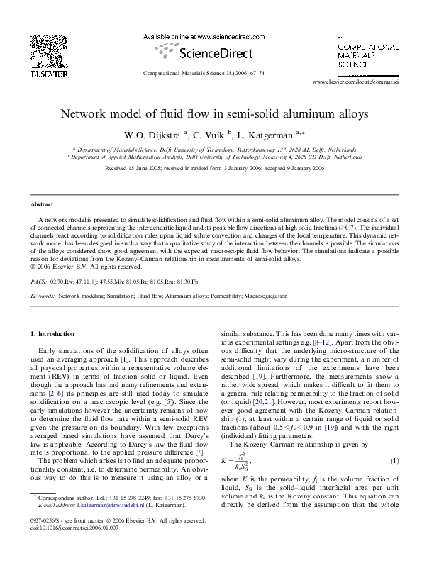 (PDF) Network model of fluid flow in semi-solid aluminum alloys