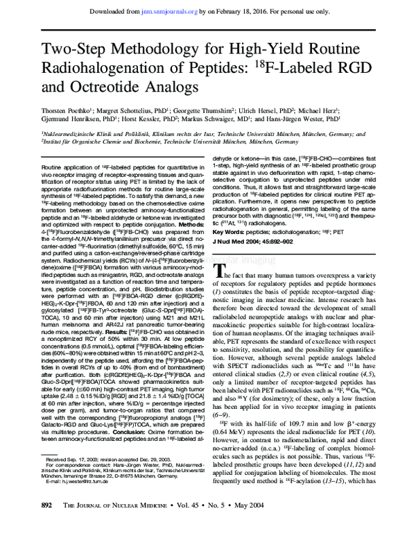 (PDF) Two-step methodology for high-yield routine radiohalogenation of ...