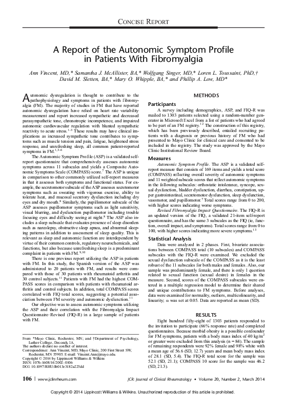(PDF) A report of the autonomic symptom profile in patients with ...