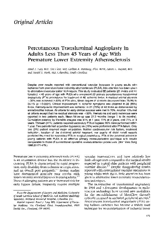 (PDF) Percutaneous Transluminal Angioplasty in Adults Less Than 45 ...