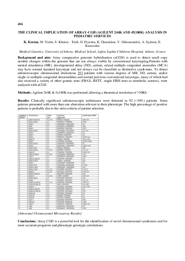(PDF) The Clinical Implication of Array-CGH (Agilent 244K and 4X180K ...