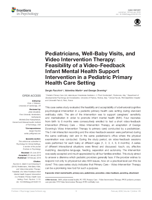 (PDF) Pediatricians, Well-Baby Visits, and Video Intervention Therapy ...