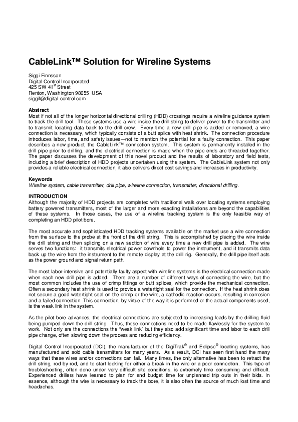 (PDF) CableLink™ Solution for Wireline Systems