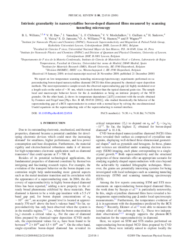(PDF) Intrinsic granularity in nanocrystalline boron-doped diamond films measured by scanning ...